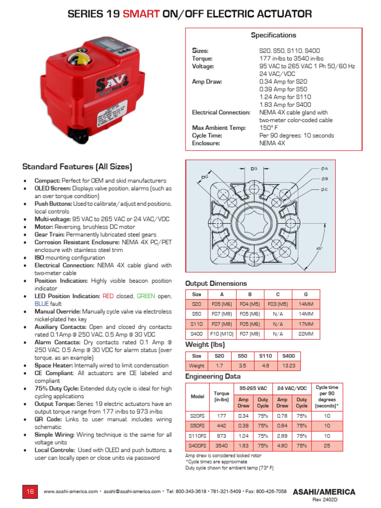 Series 19 Smart On Off Electric Actuator | PDF | Alternating Current | Electric Motor