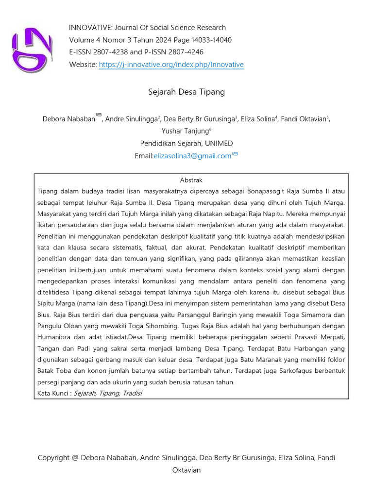 Sejarah dan Tradisi Desa Tipang | PDF