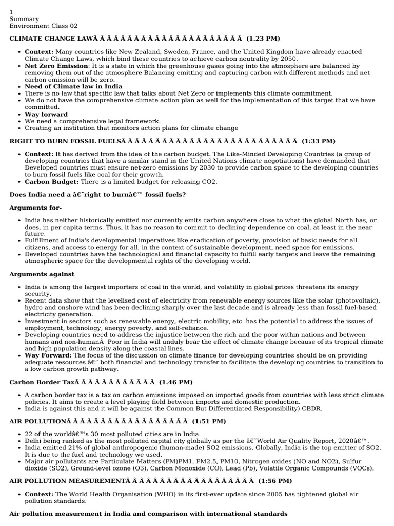 Environment Class 02 - 27 - 11 - 21 | PDF | Air Pollution | Sustainability