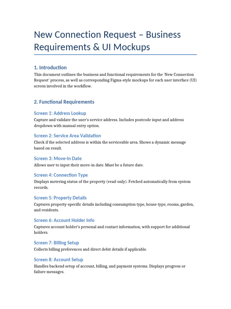 New Connection Request BRD and Mockups | PDF