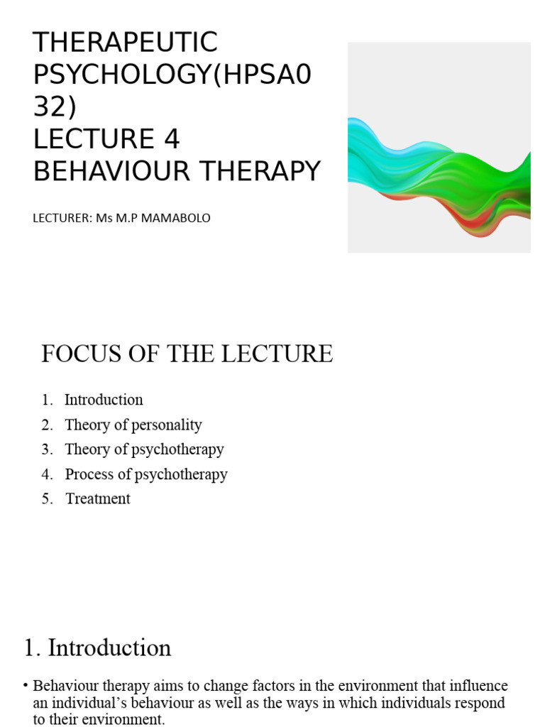 Behavior Therapy Overview and Techniques | PDF | Classical Conditioning ...