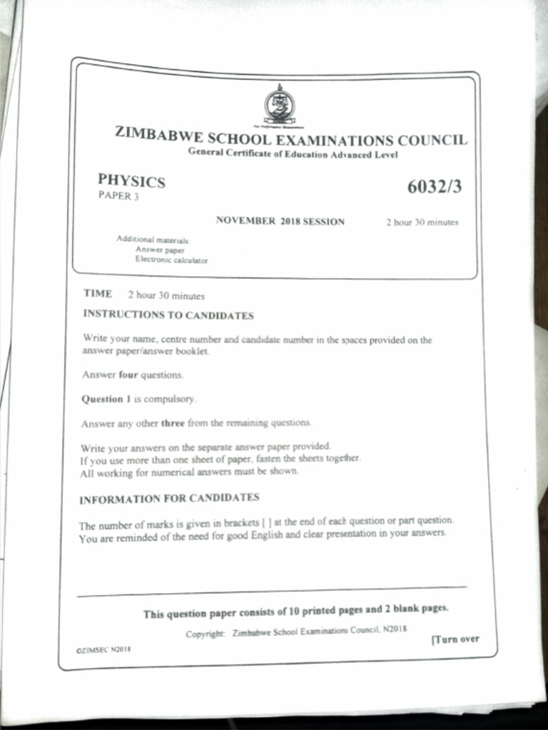 Physics 2018 P3 | PDF