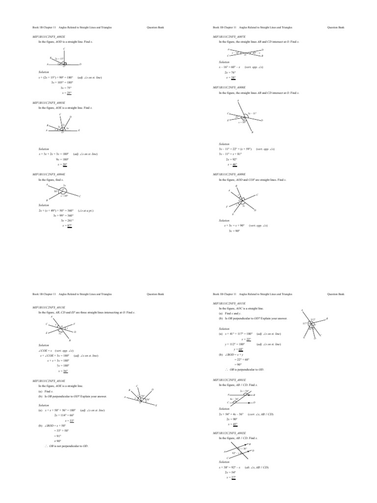 Angles and Parallel Lines | PDF | Perpendicular | Line (Geometry)
