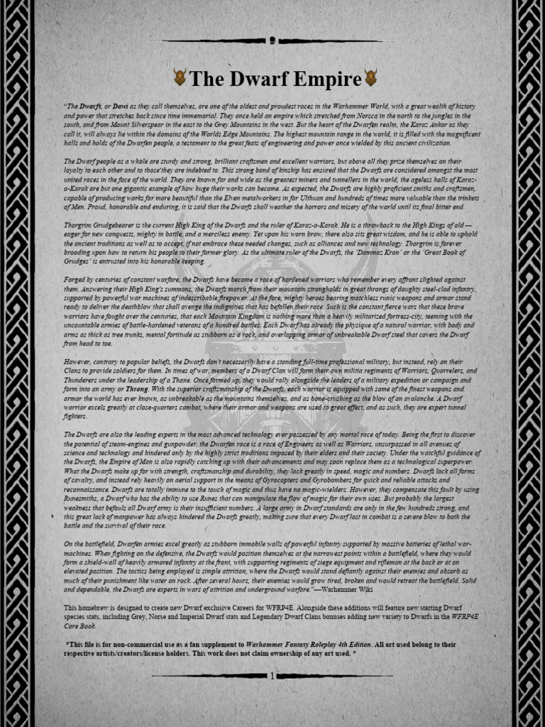The Dwarf Empire Group Version | PDF