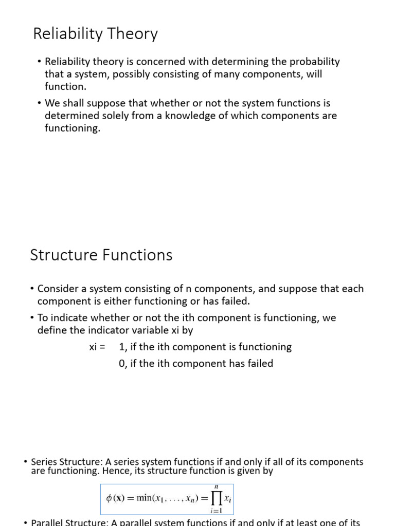 SP 11 Reliability Theory | PDF | Function (Mathematics) | Mathematics
