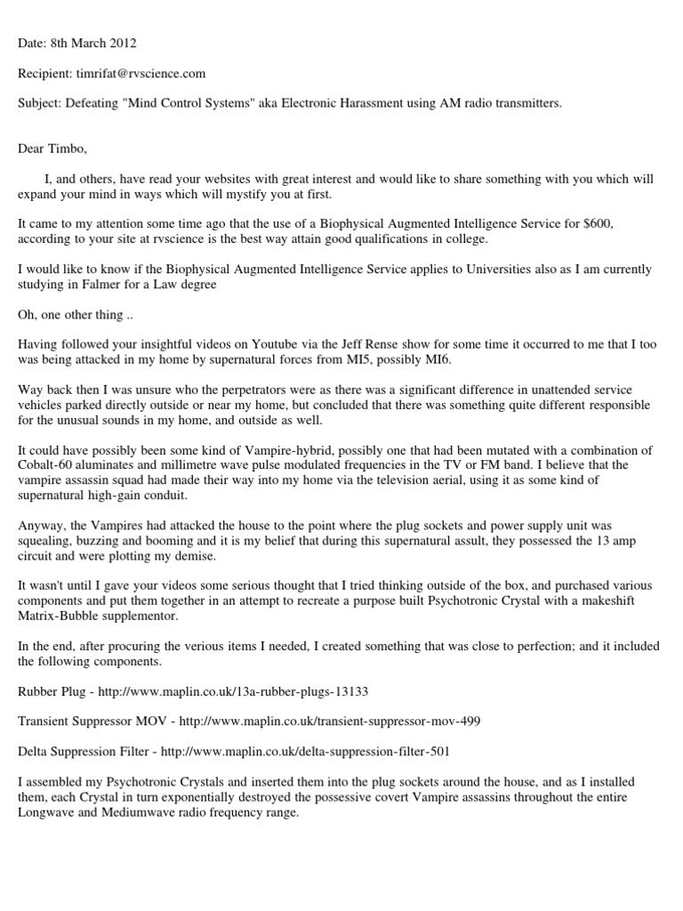 Tim Rifat - Defeating Radio Based Mind Control Systems | PDF | Radio ...