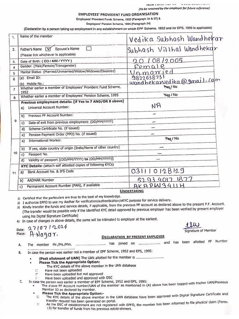 Form 11 Vedika Wandhekar | PDF