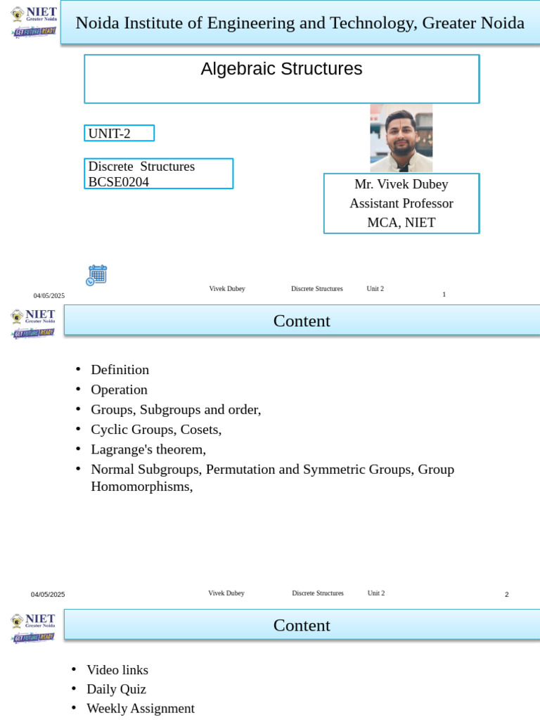 Unit2 PPT | PDF | Group (Mathematics) | Mathematical Objects