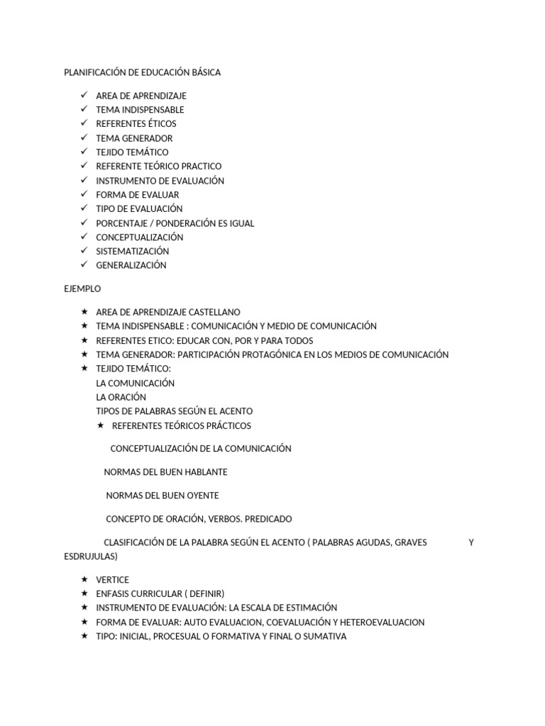 Planificación De Educación Básica Pdf