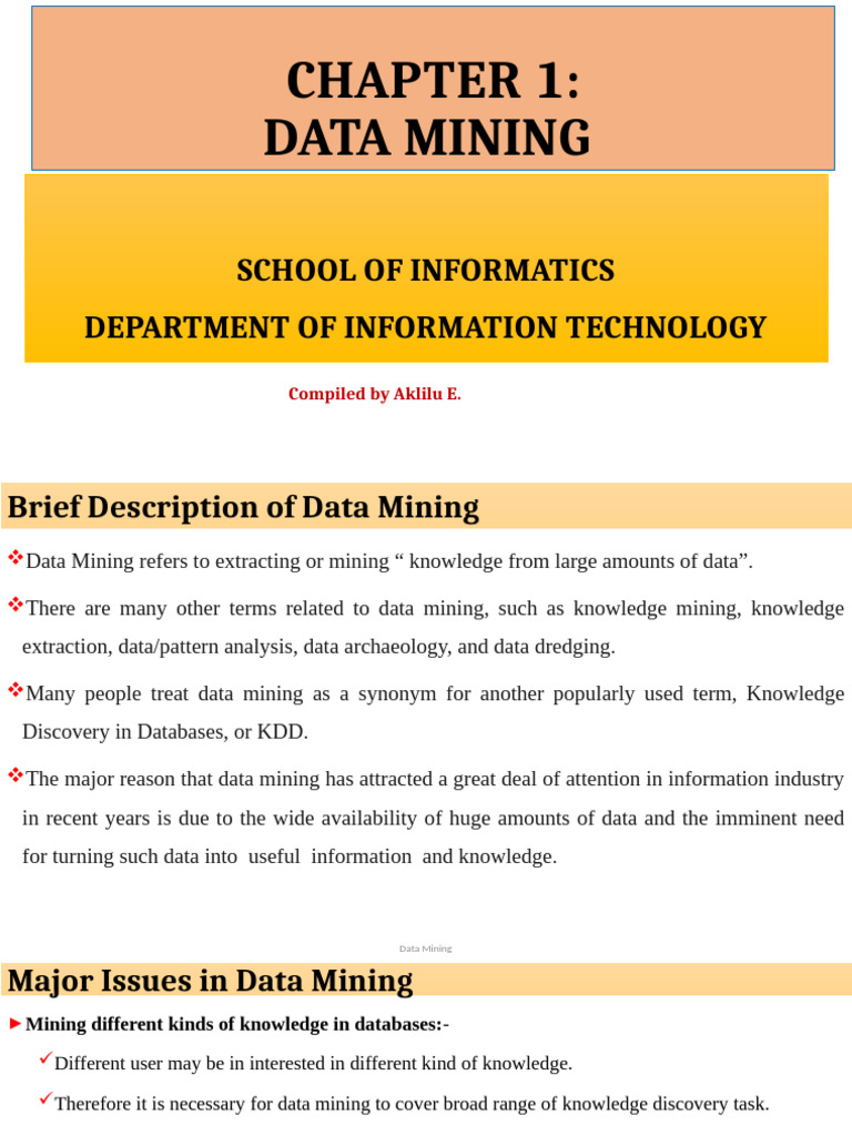 Chapter 1 - Data Mining and Data Warehouse | PDF | Data Warehouse | Data Mining