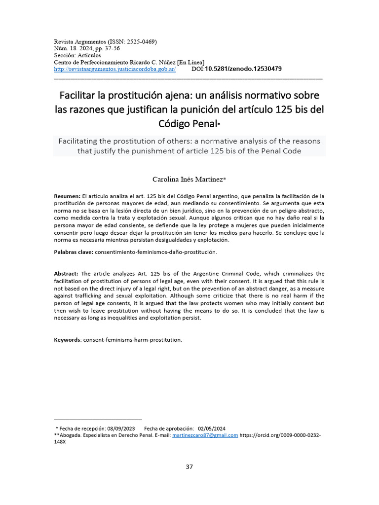 Análisis del Art. 125 bis del Código Penal | PDF | Prostitución ...