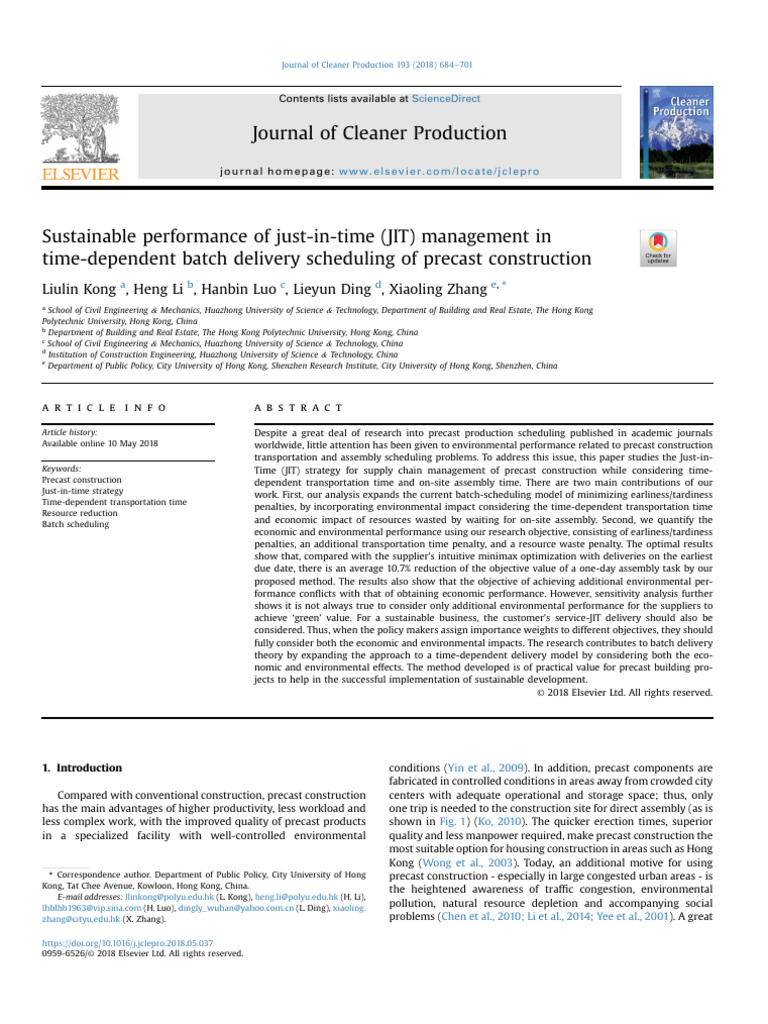 JIT Management in Precast Construction | PDF | Air Pollution | Lean ...