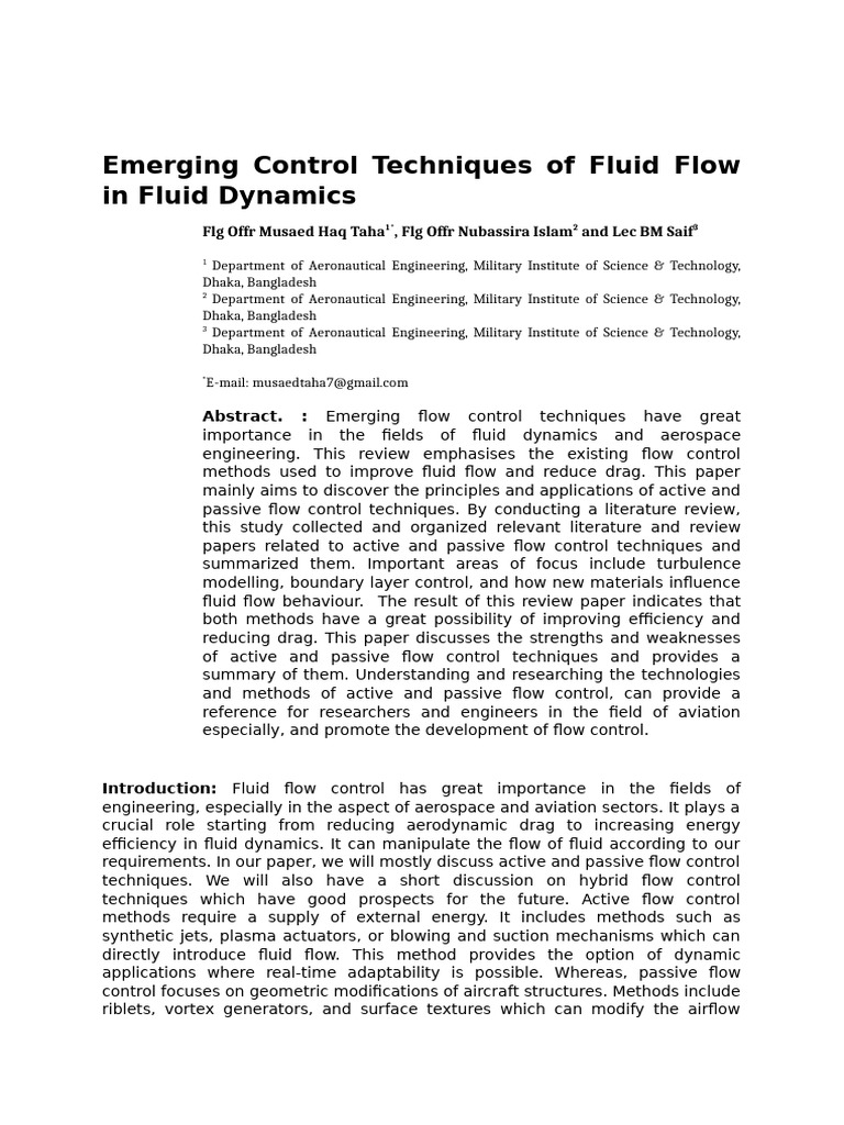 Flow Control Techniques for ICMEAS 2025 | PDF | Lift (Force) | Flap (Aeronautics)