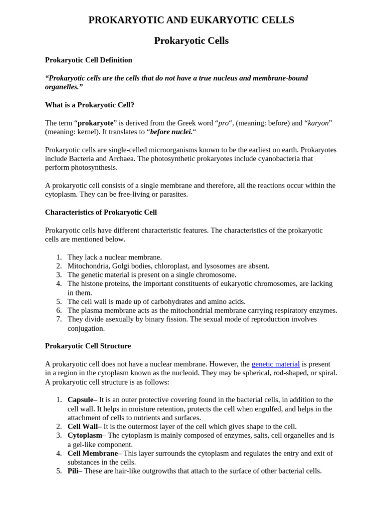 Prokaryotic vs Eukaryotic Cells Explained | PDF | Cell (Biology ...
