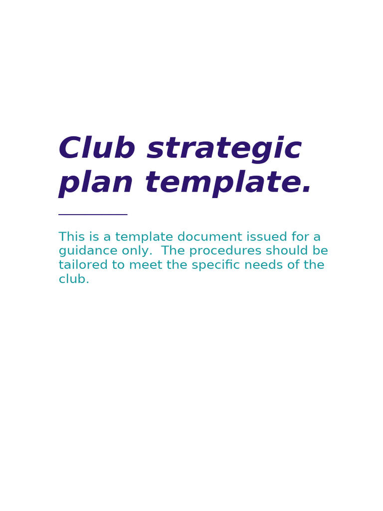 Club Strategic Plan Template Guide | PDF | Strategic Planning | Business