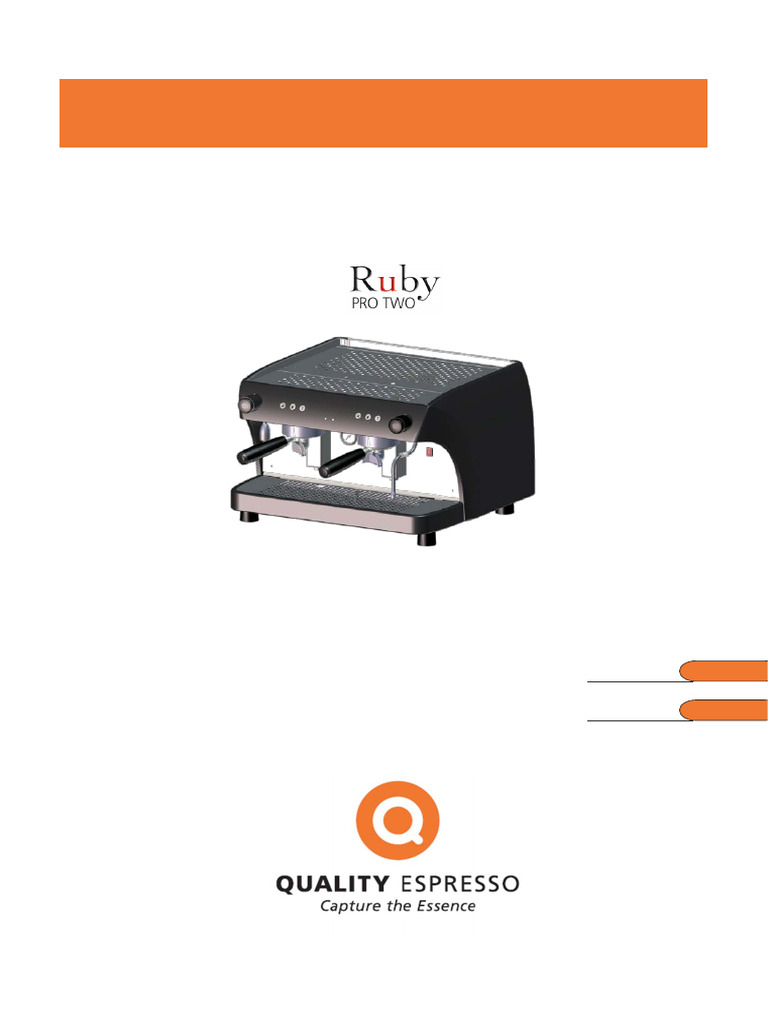 Quality Espresso Ruby Pro 2 Operator's Manual | PDF | café | Agua