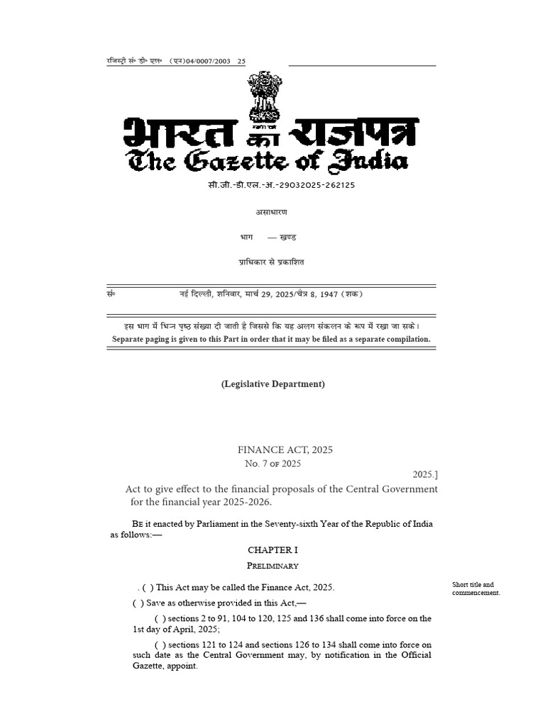 Fin Act 2025 | PDF | Income Tax | Tax Deduction