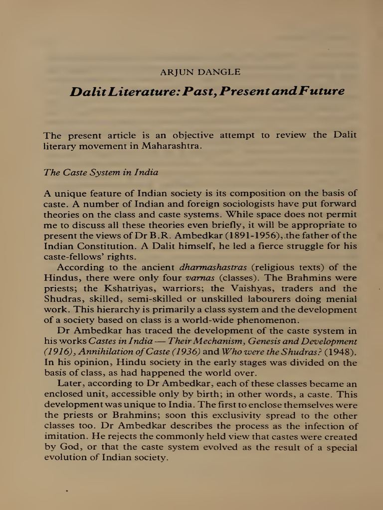 Dalit Literature Past Present and Future | PDF | Dalit | Caste