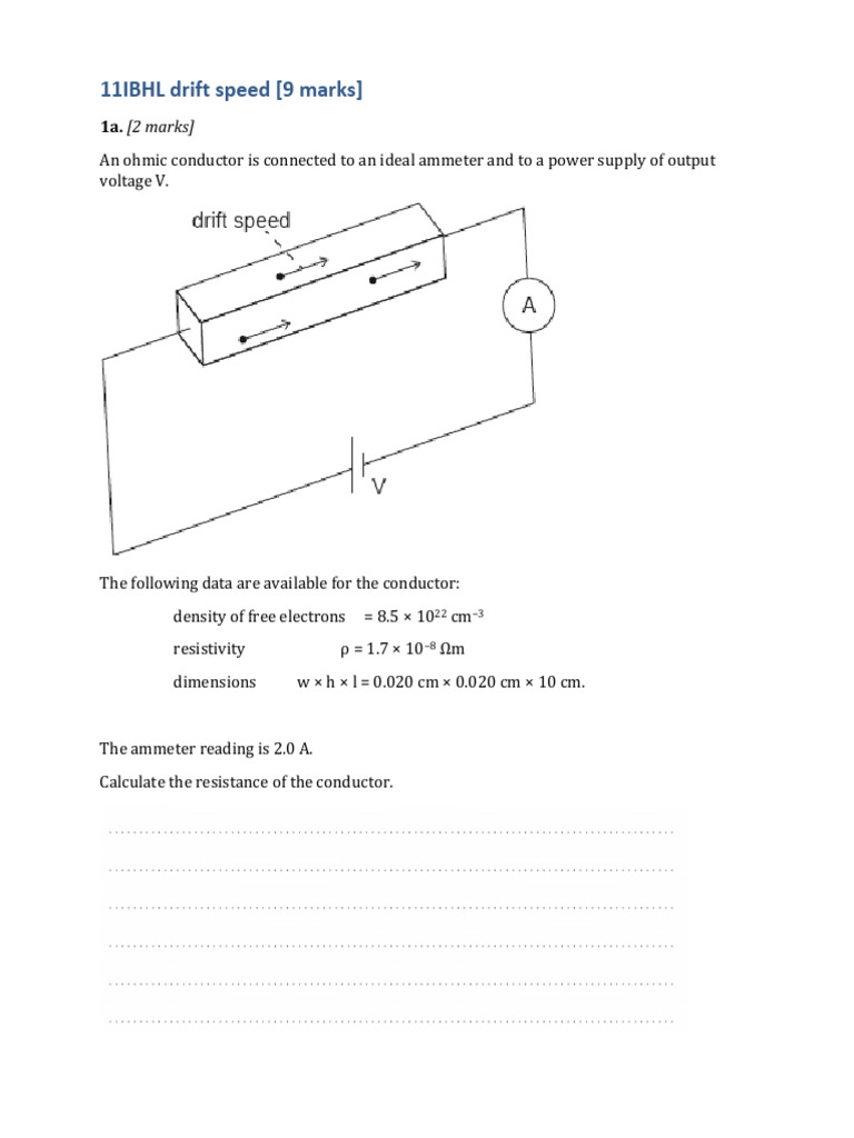 Drift Speed and Resistance Calculations | PDF