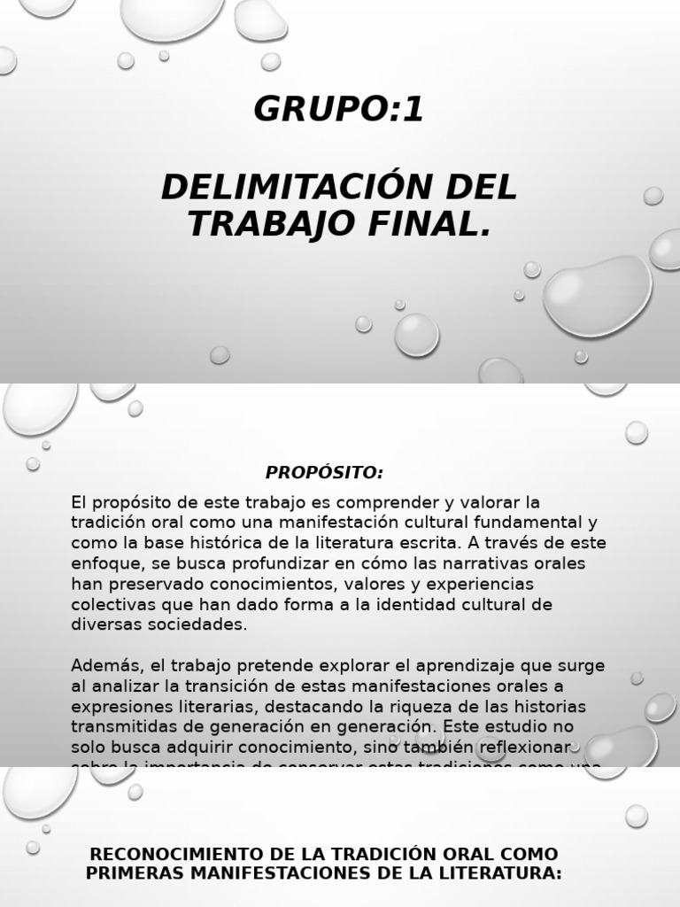Delimitación Del Trabajo Final | PDF | Tradición oral | Tradiciones