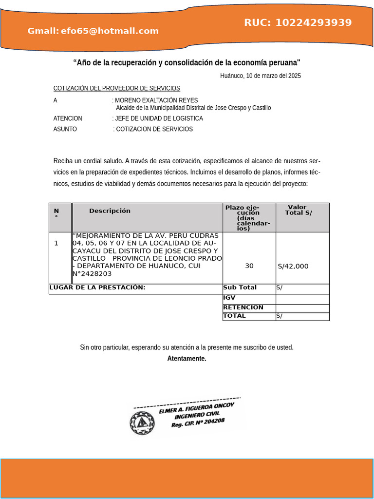 COTIZACION Efo | PDF