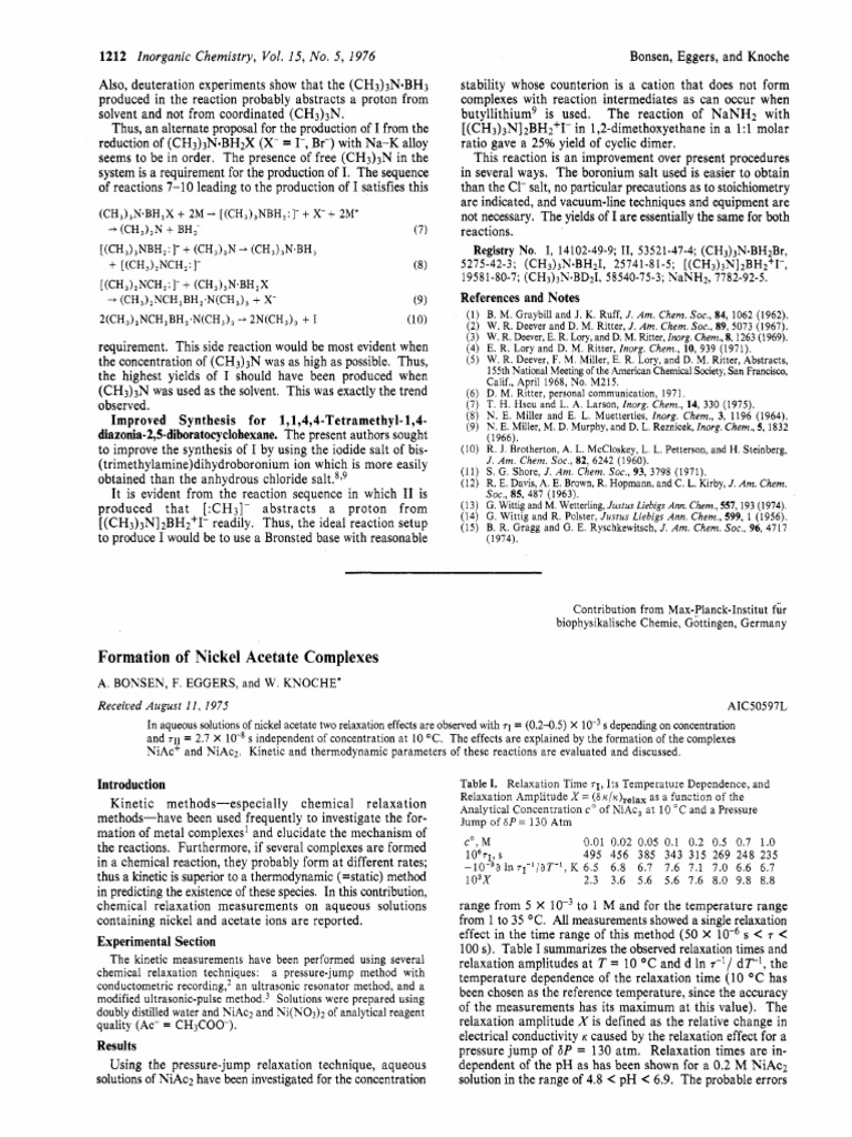 Formation of Nickel Acetate Complexes | PDF | Chemical Reactions ...