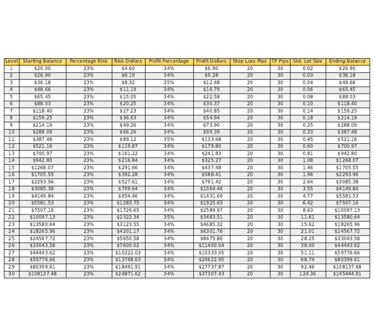 20 Pips Forex Compounding Plan | PDF