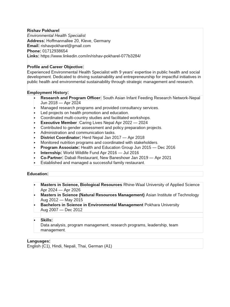 Rishav Pokharel 1 Pager CV | PDF