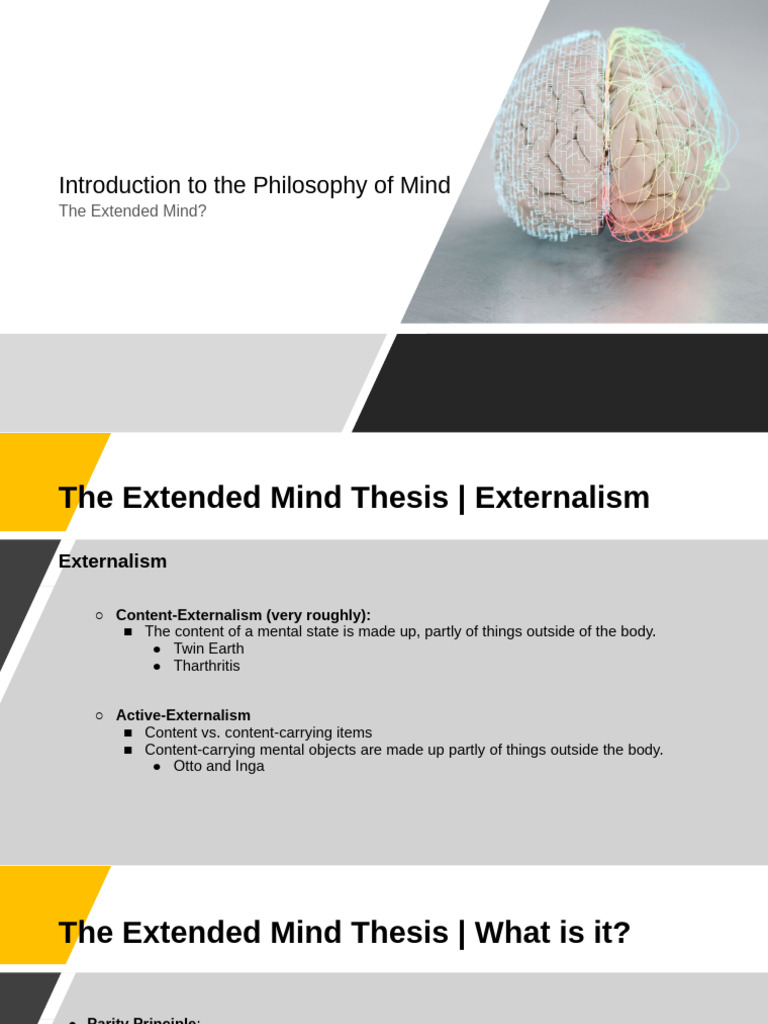 The Extended Mind Thesis | PDF | Mind | Psychological Concepts