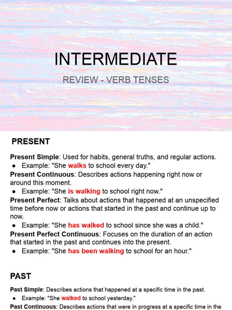 INTERMEDIATE Tenses Review SS | PDF