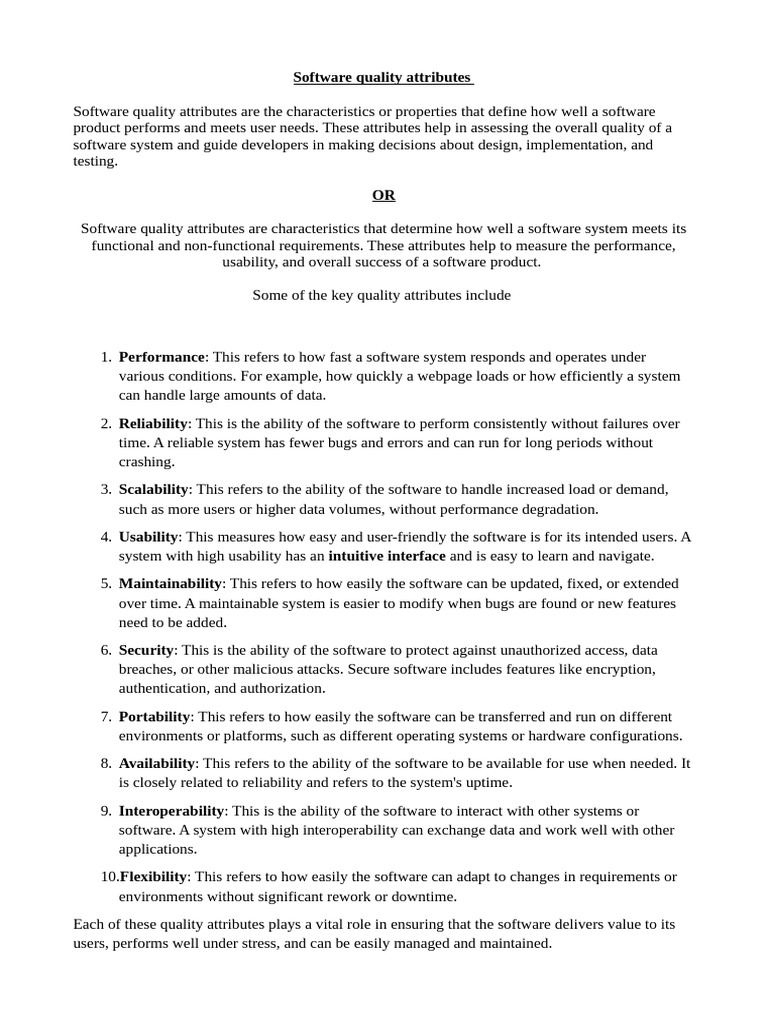 software quality attributes | PDF | Software | Software Quality