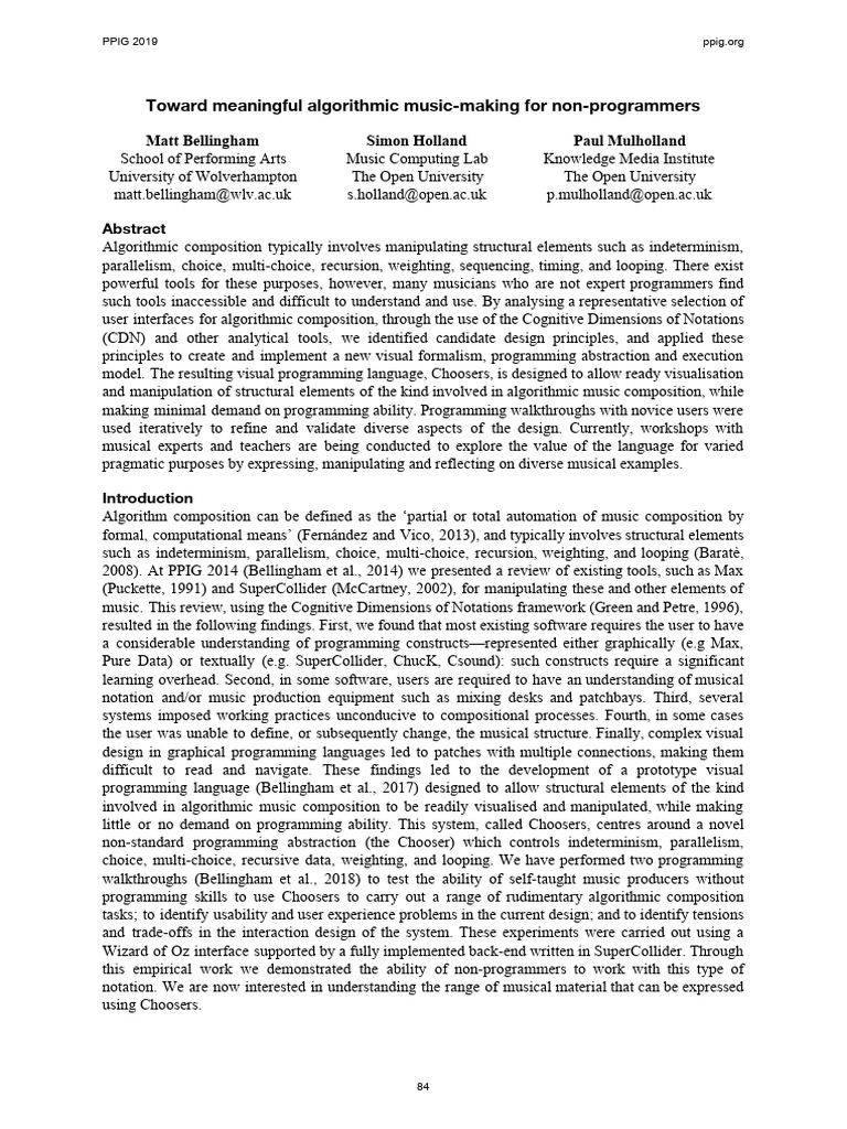 Toward_meaningful_algorithmic_music_maki | PDF | Computer Programming | Programming Language