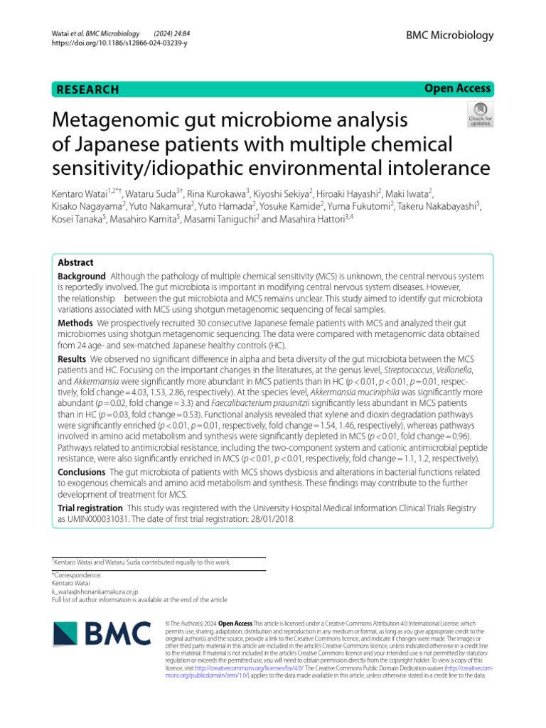 Metagenomic Gut Microbiome Analysis of Japanese Patients With Multiple ...