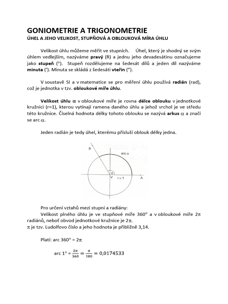 Goniometrie A Trigonometrie 1 | PDF