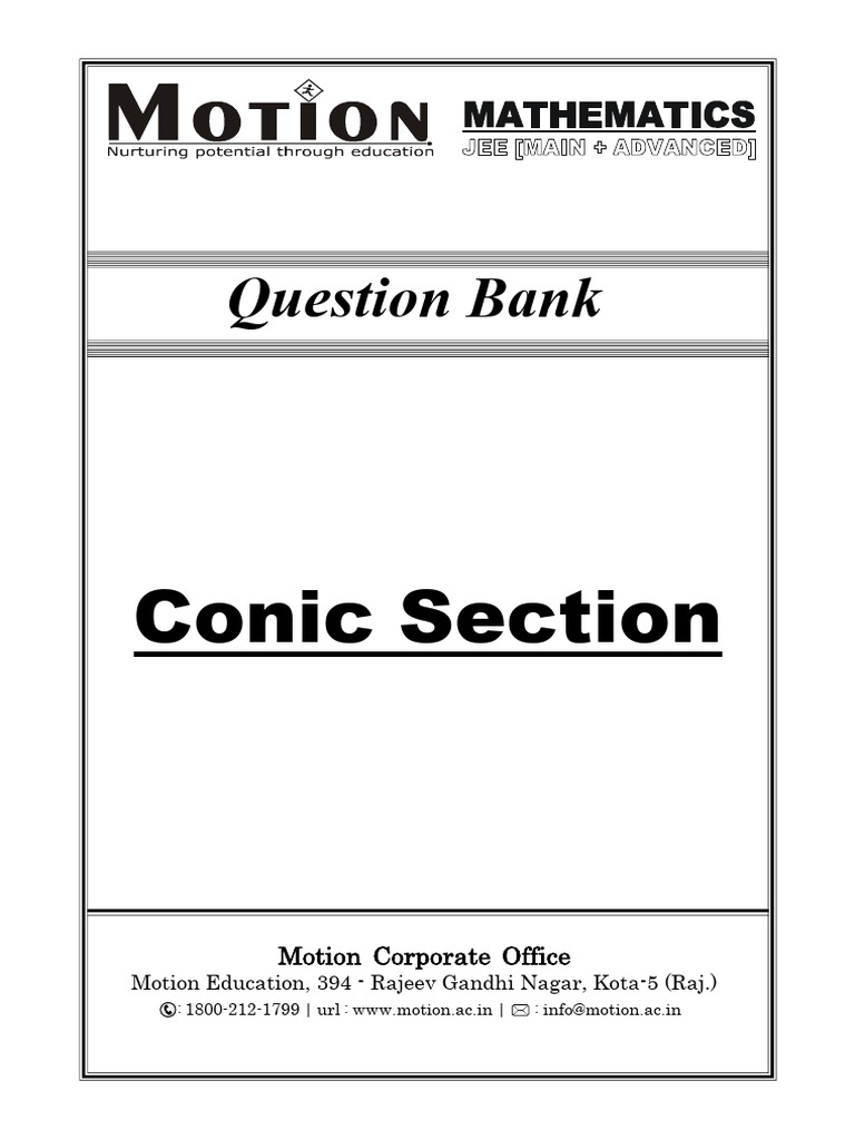Conic Section - Ques - Final | PDF | Ellipse | Perpendicular