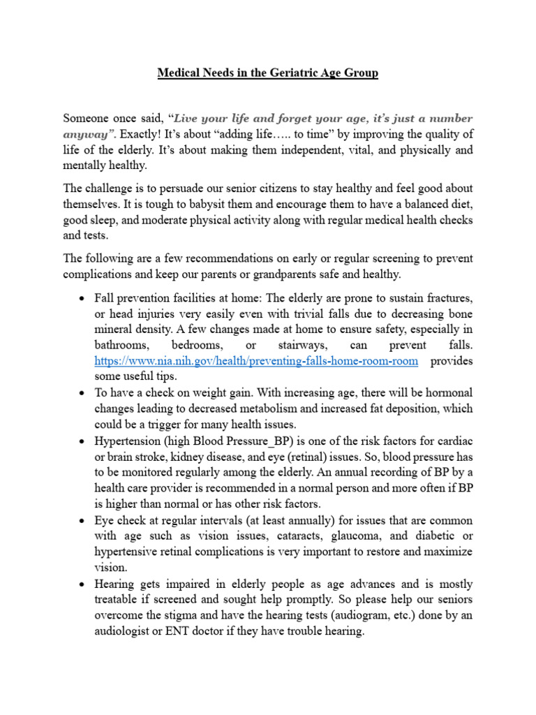 Medical Tests in the Geriatric Age Group | PDF | Cancer | Cholesterol