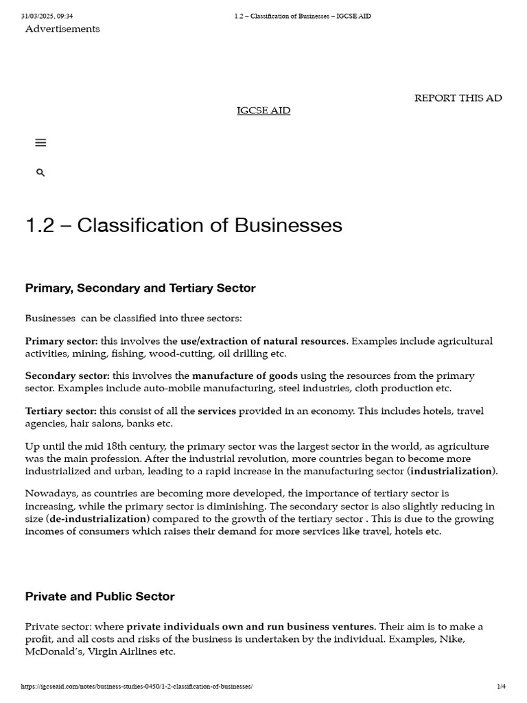 Business Classification Overview | PDF | Tertiary Sector Of The Economy ...