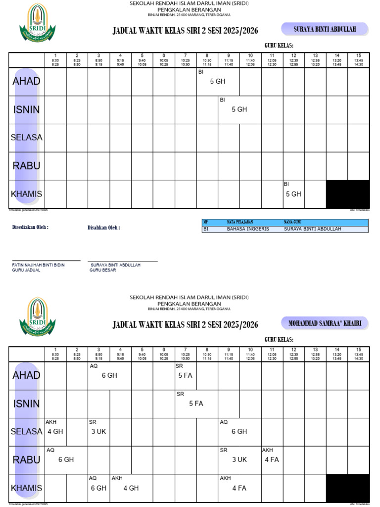 Jadual Guru Siri 2 Ramadan | PDF