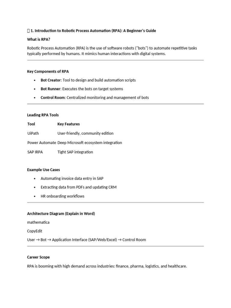 Robotic Process Automation (RPA)A Beginner’s Guide | PDF