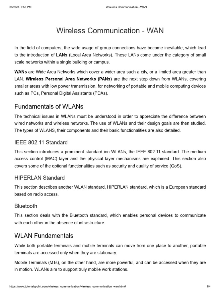10.wireless Communication - WAN | PDF | Wireless Lan | Computer Network
