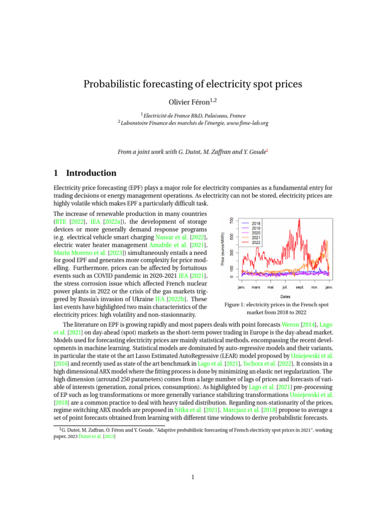 Olivier Feron Probabilistic Forecasting of Electricity Spot Prices | PDF | Regression Analysis ...