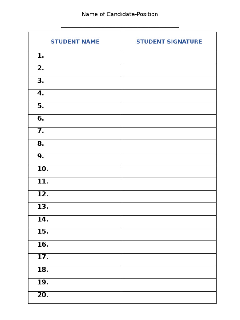 Students Signature Collection Form | PDF