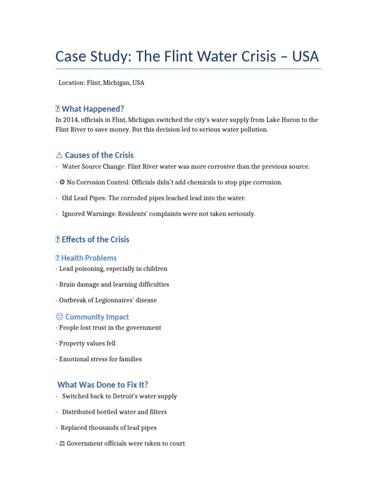 Flint Water Crisis Case Study | PDF