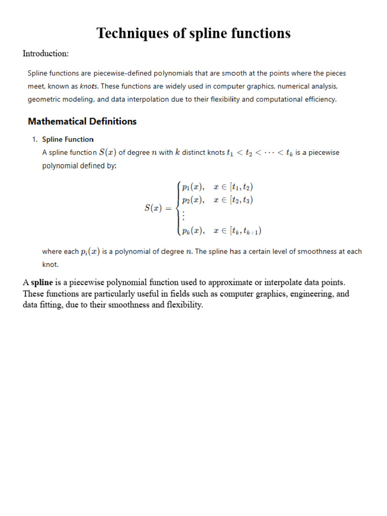 Understanding Spline Functions Techniques | PDF