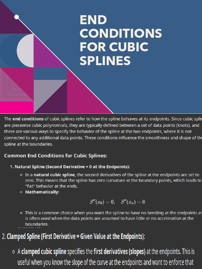 End Conditions For Cubic Splines | PDF