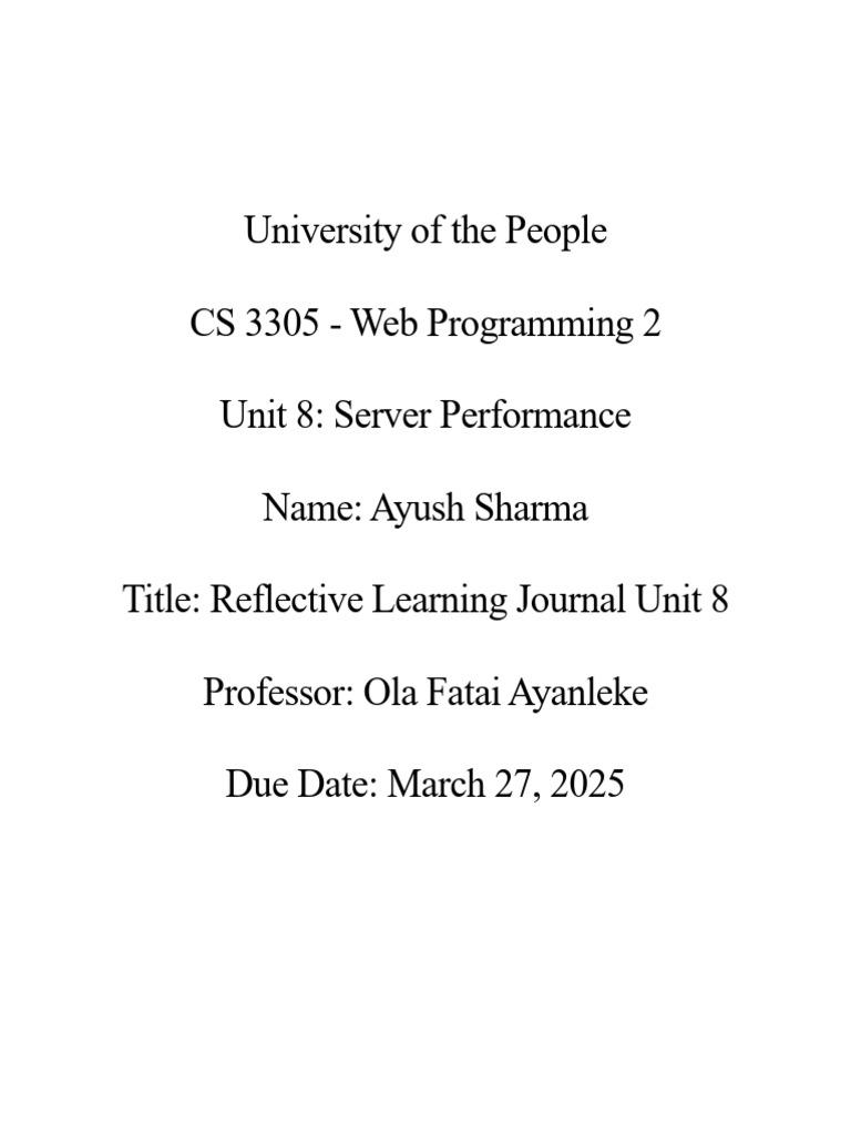 Web Programming 2 Learning Journal Unit 8 | PDF | World Wide Web ...