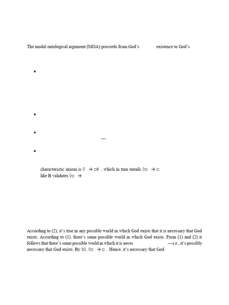 Modal Ontological Arguments: Possible Actual | PDF | Modal Logic ...