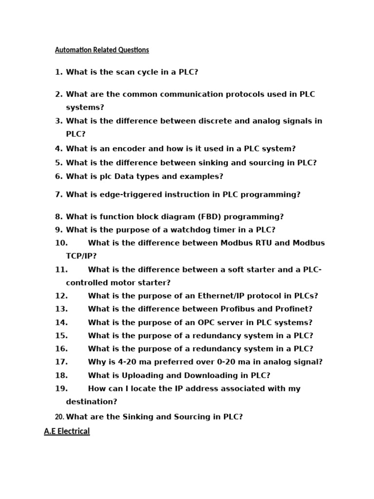Automation Related Questions | PDF