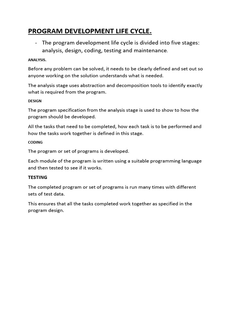 Program Development Life Cycle | PDF