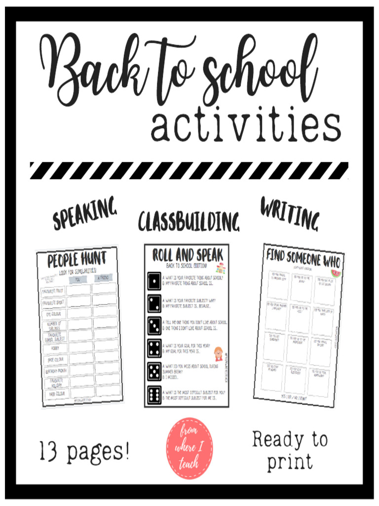 Back to School Activities Pack | PDF
